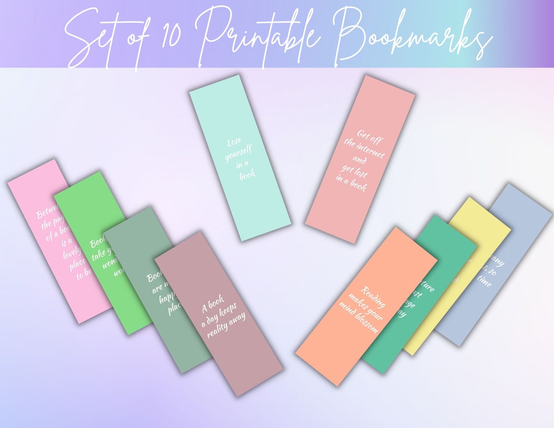 Printable Bookmarks in Minimalist Style in Pastel Colors With Reading ...