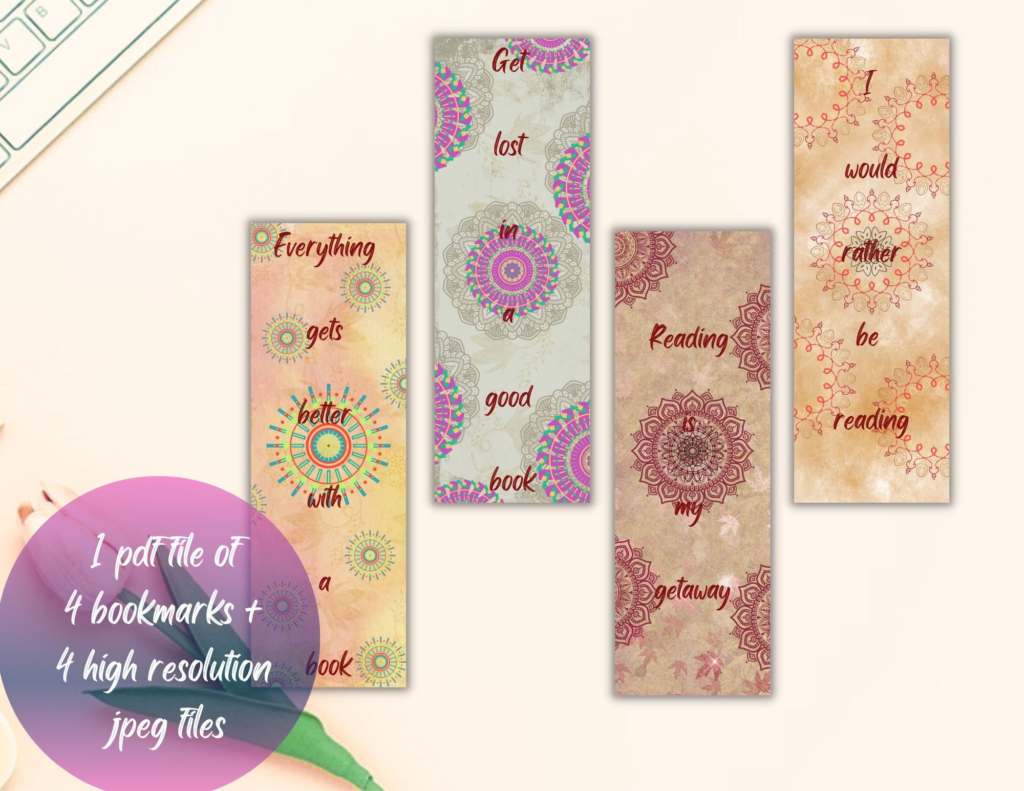 Printable Bookmarks With Mandala Art Design With Reading Quotes for ...