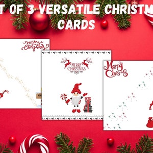 Printable Christmas Cards Bundle, DIY Santa Claus Christmas Cards ...