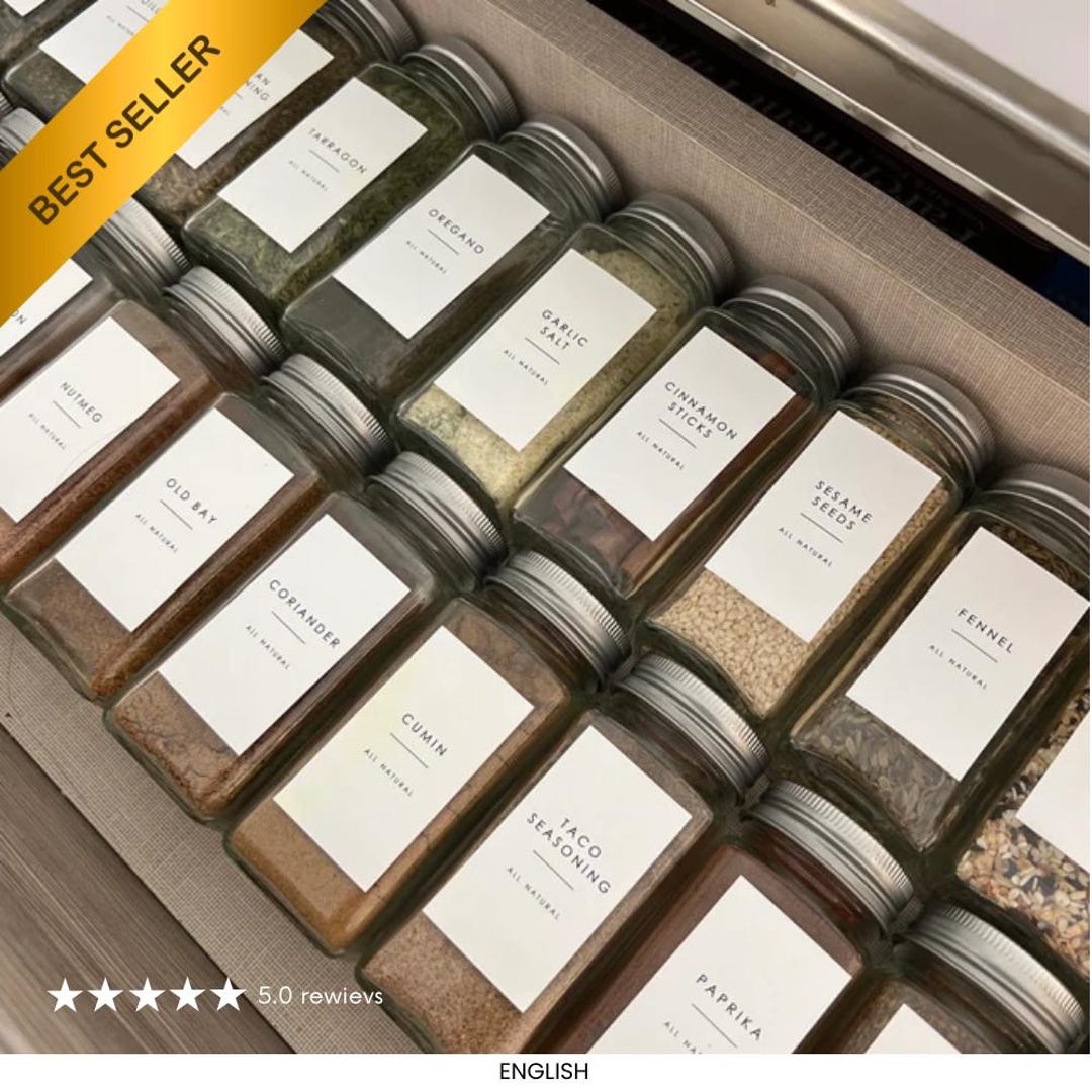 Labels English EN | BASIC 24 SET | Pantry Labels | Modern Spice Jar ...