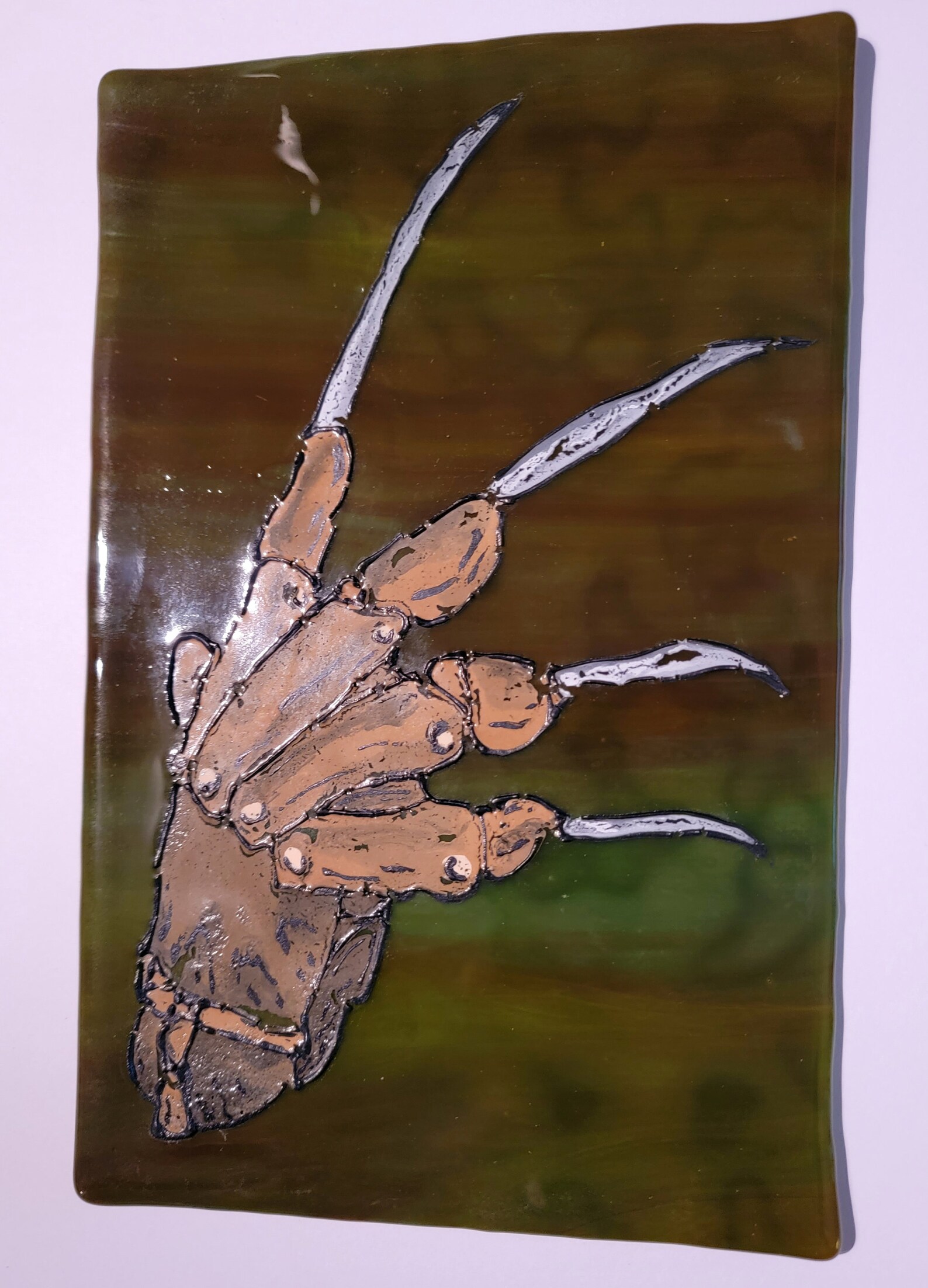 Fused Glass Art Freddy Krueger Hand Painted Bladed Glove A - Etsy
