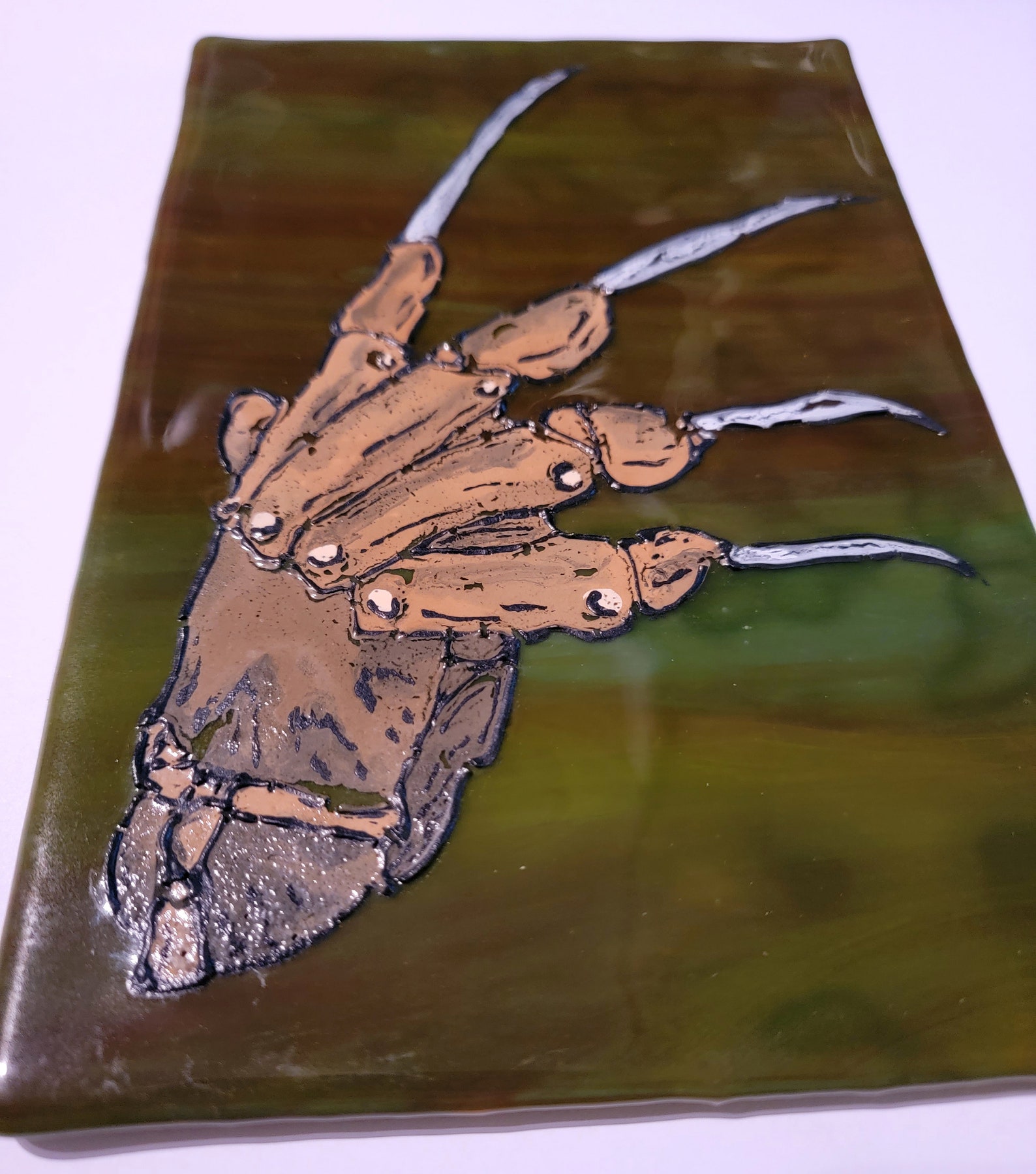 Fused Glass Art Freddy Krueger Hand Painted Bladed Glove A - Etsy