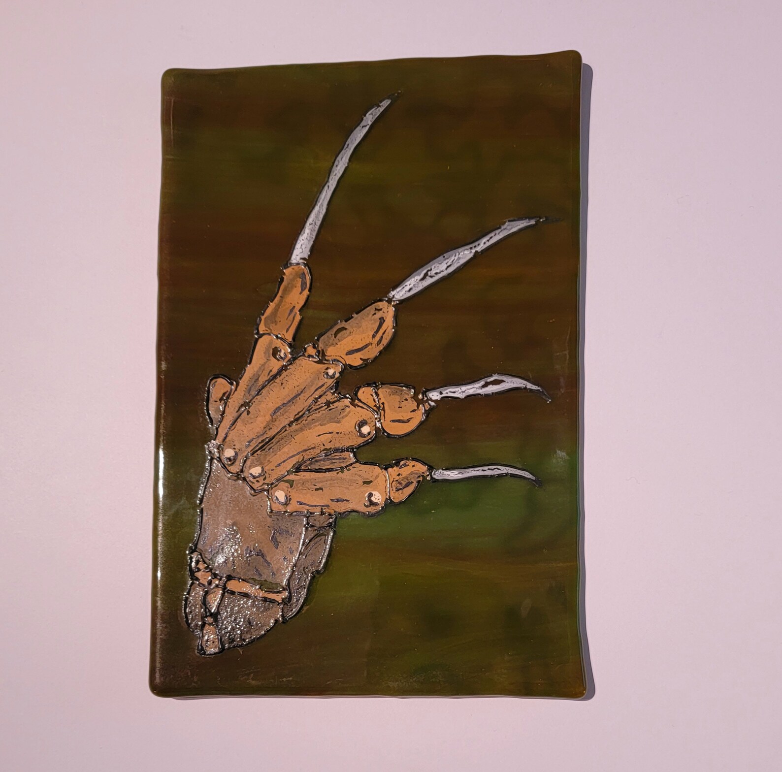 Fused Glass Art Freddy Krueger Hand Painted Bladed Glove A - Etsy