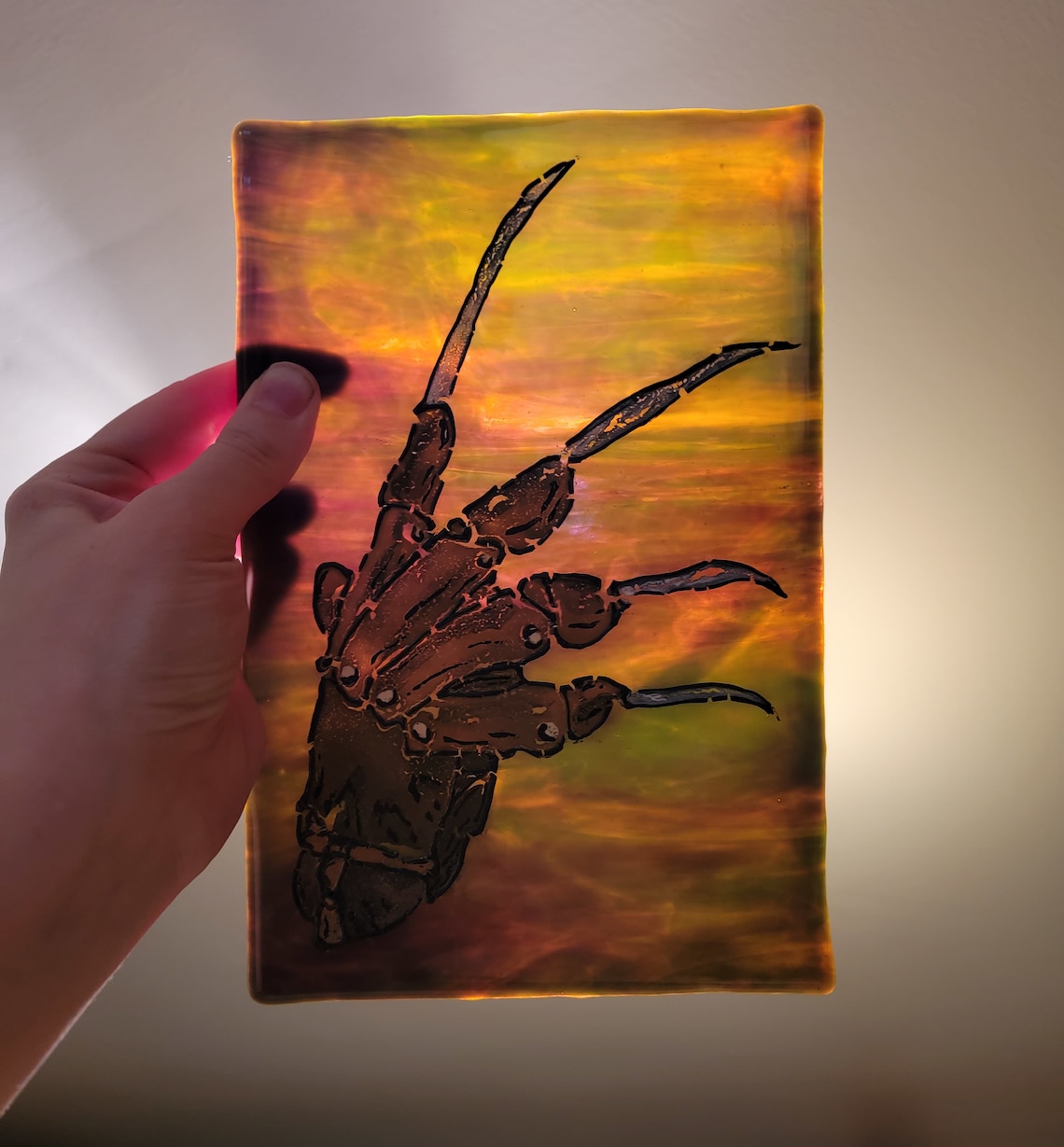 Fused Glass Art Freddy Krueger Hand Painted Bladed Glove A - Etsy