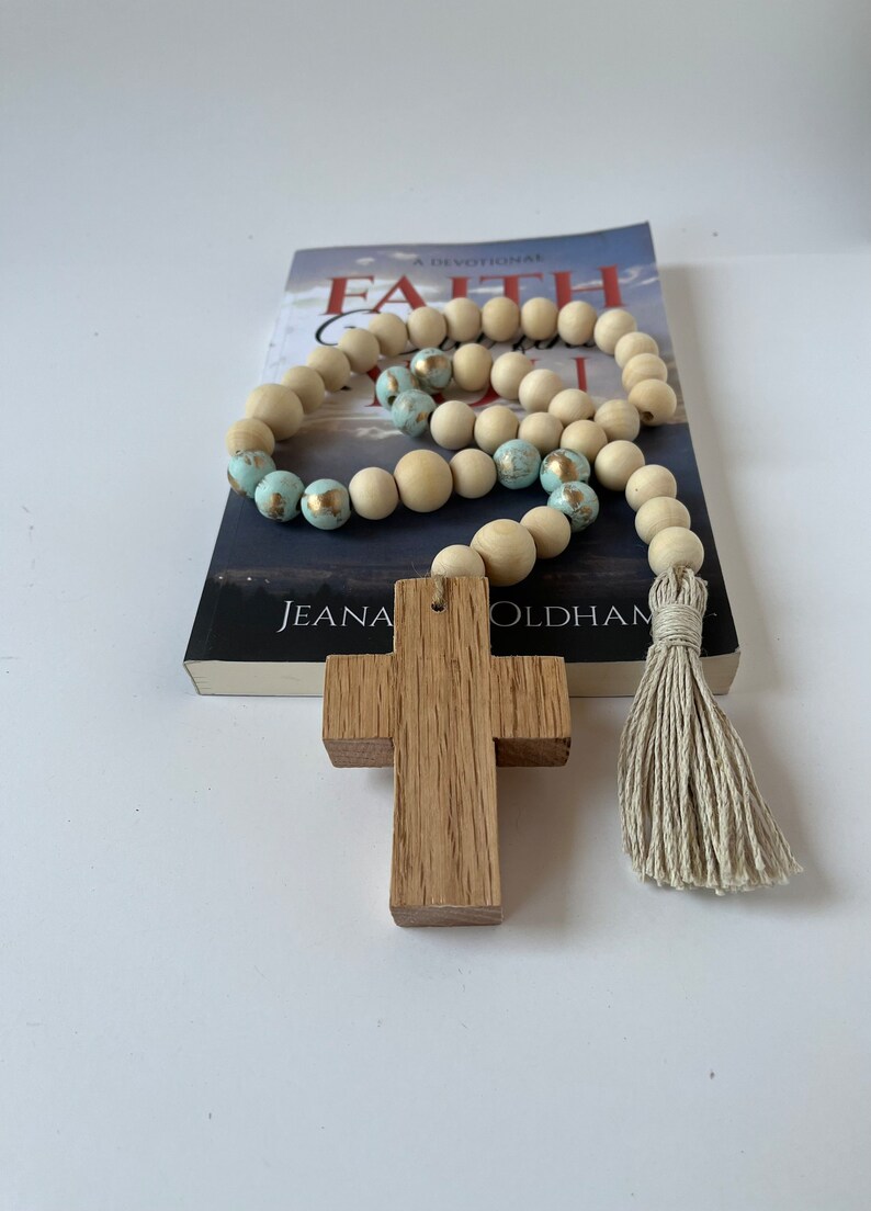 Christian Wooden Cross Blessing Beads Home Decor Religious Accent ...