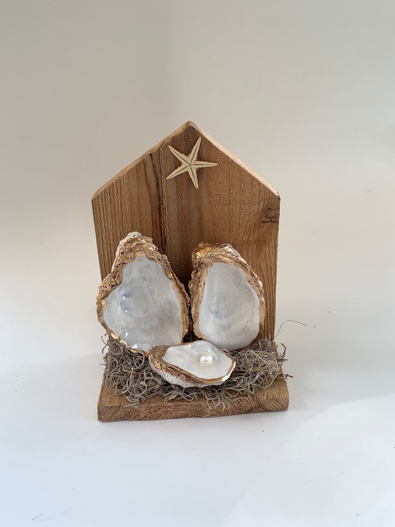 Coastal Beach Unique Nativity Decor Fireplace Mantel Holiday Season ...