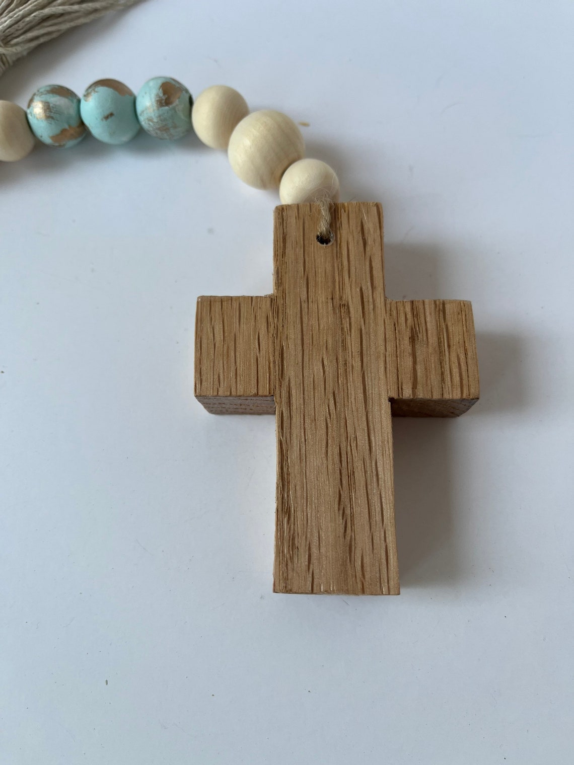 Christian Wooden Cross Blessing Beads Home Decor Religious Accent ...
