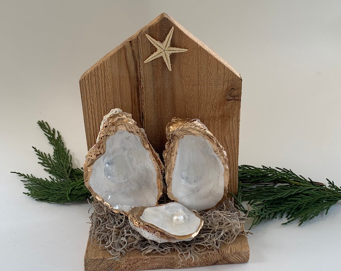 Coastal Beach Unique Nativity Decor Fireplace Mantel Holiday Season ...