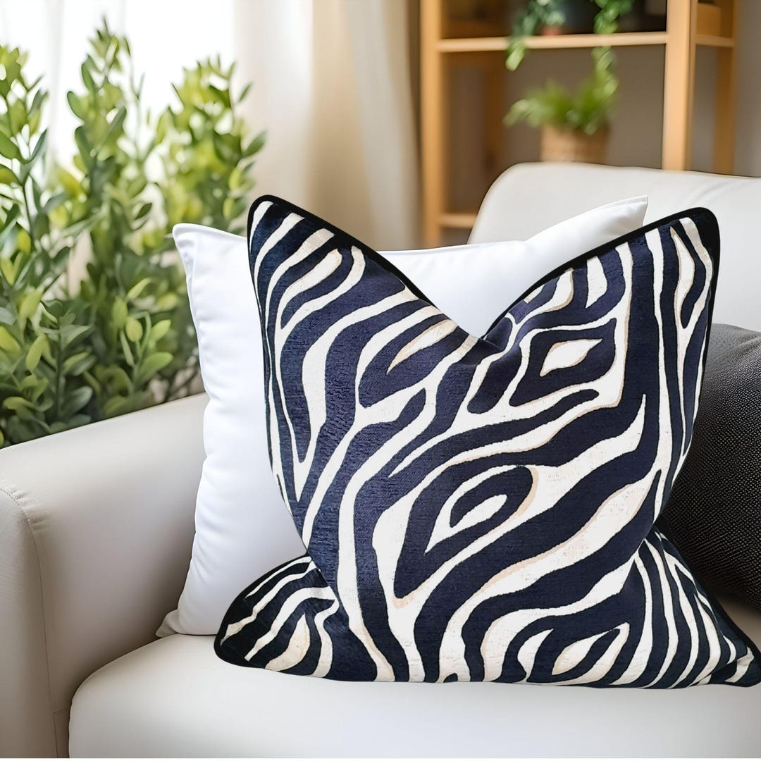 Zebra Pillow Cover, Luxury Velvet Pillowcase, Zebra Home Decor, Throw ...