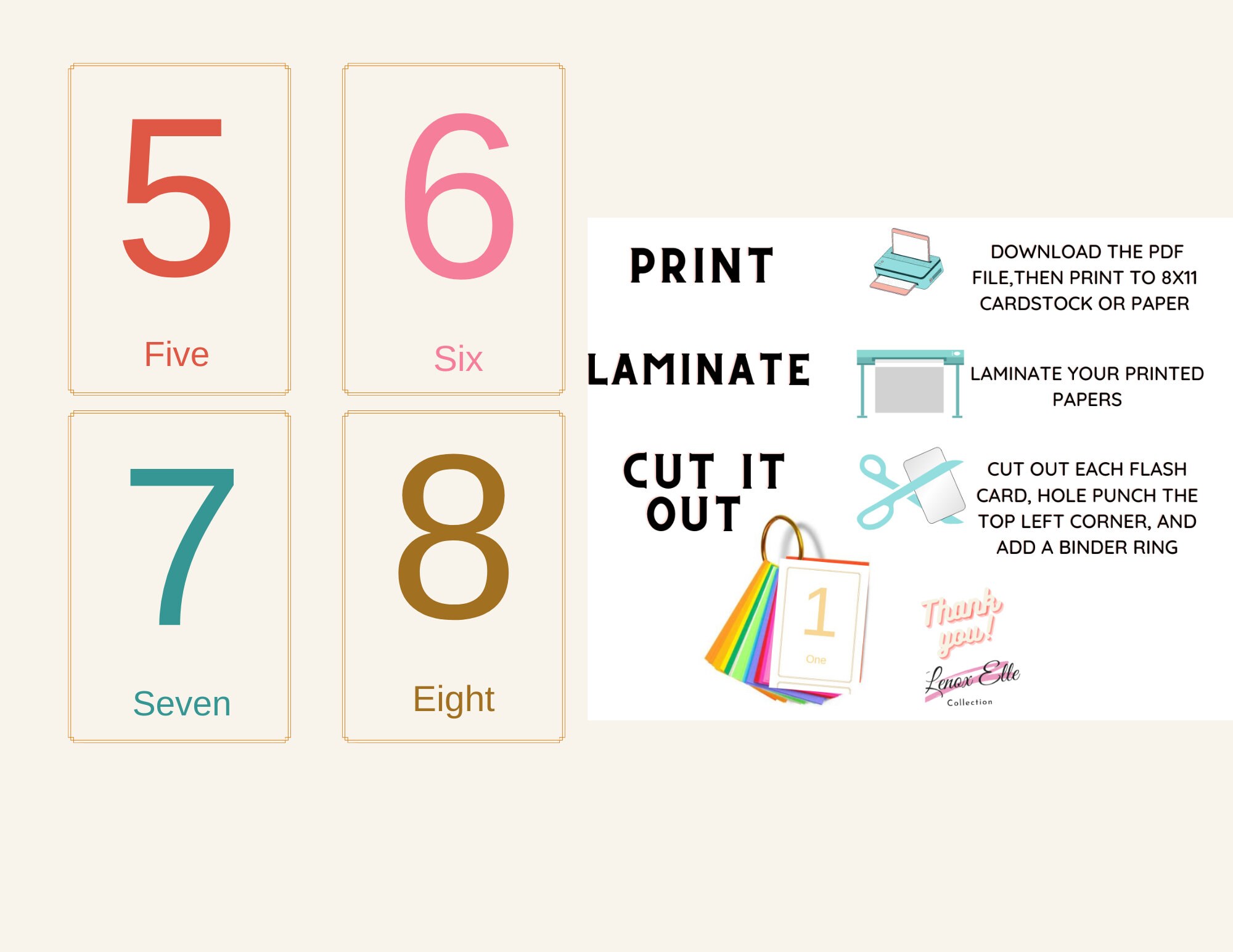 Number Counting Flashcards Printable Homeschool Activity 1-10 - Etsy