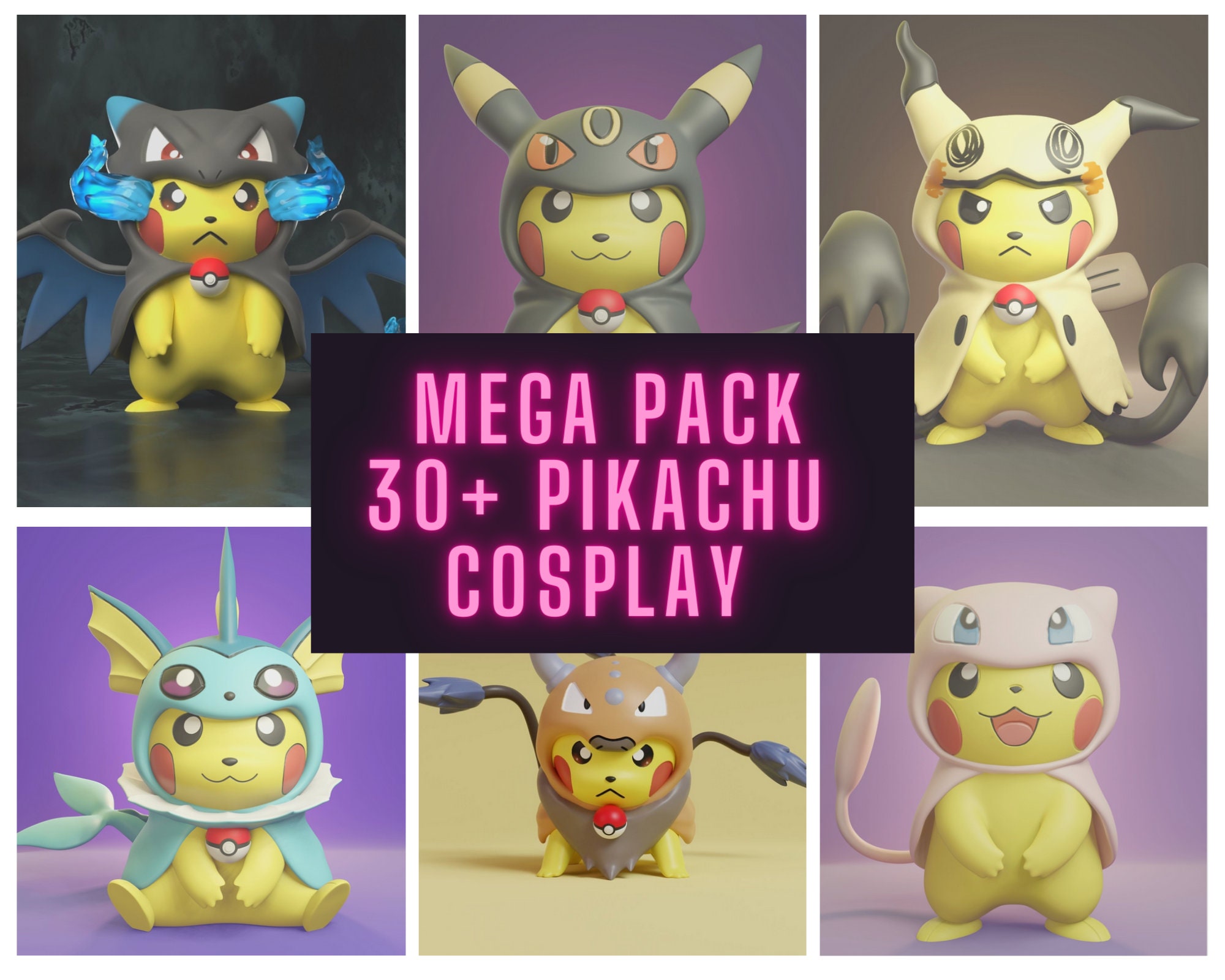 30 PIKACHU COSPLAY PACK Stl 3D Print File Pokémon - Etsy
