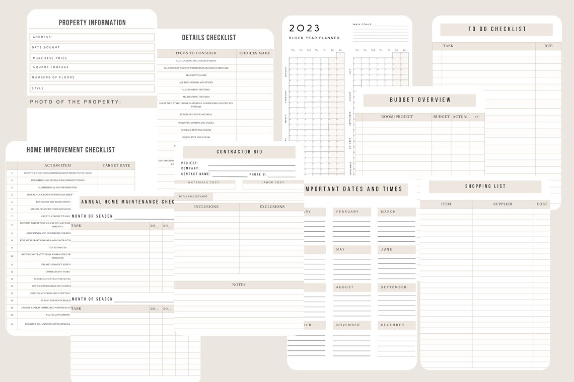 Home Improvement Planner, Printable Planner, Remodeling Guidebook, DIY ...
