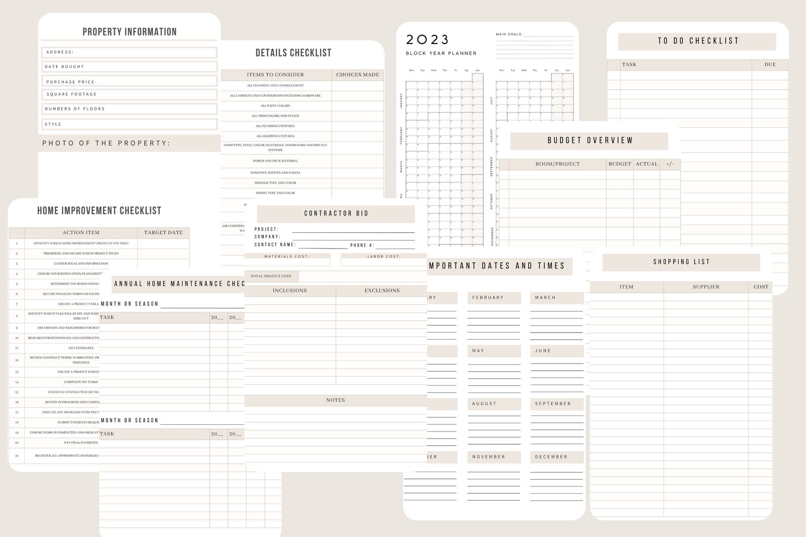 Home Improvement Planner, Printable Planner, Remodeling Guidebook, DIY ...