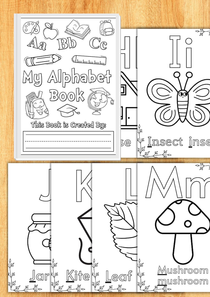 Printable Alphabet Coloring Book: 28 Pages, Educational (digital ...