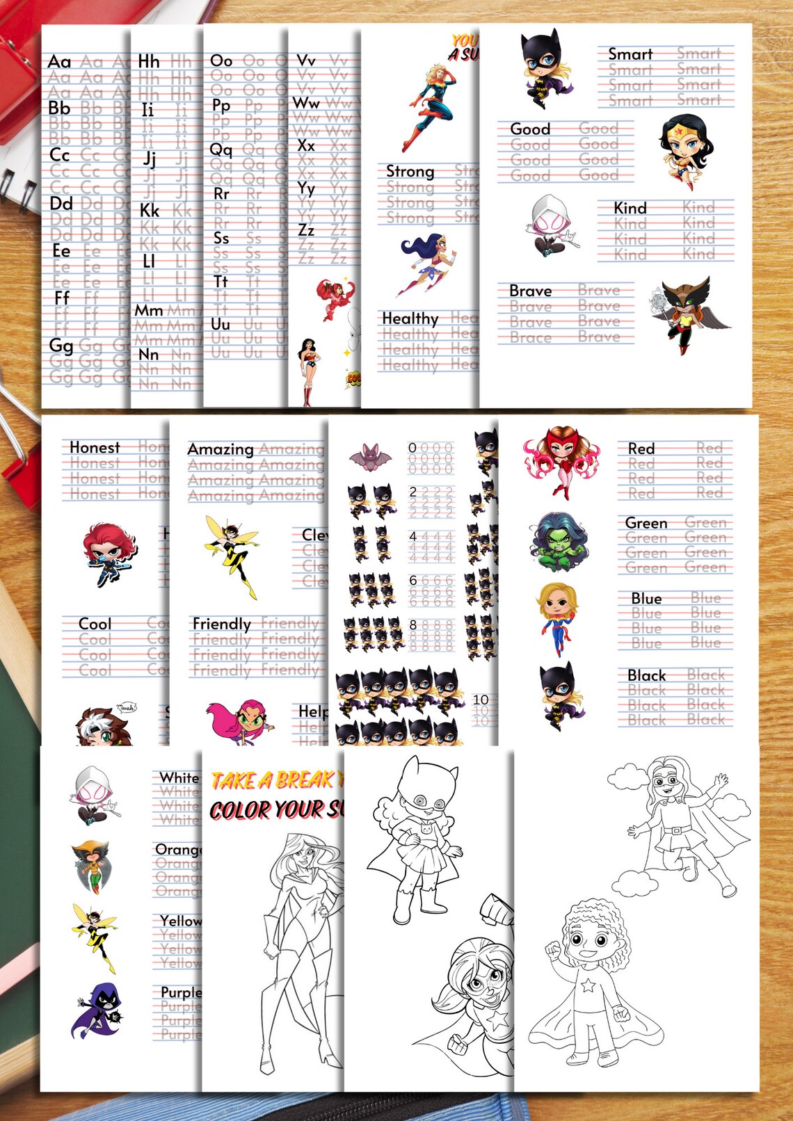 Learn to Write Like A Superhero for Girls Tracing Practice Homeschool ...