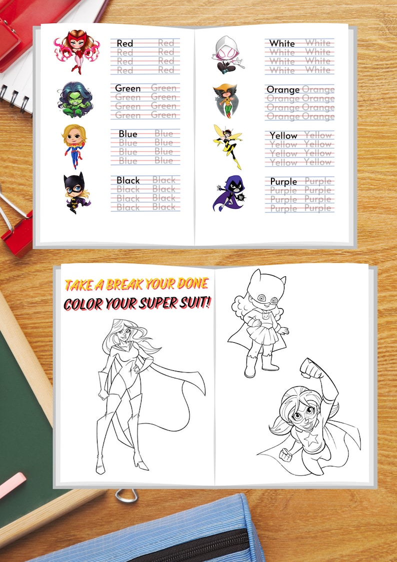 Learn to Write Like A Superhero for Girls Tracing Practice Homeschool ...