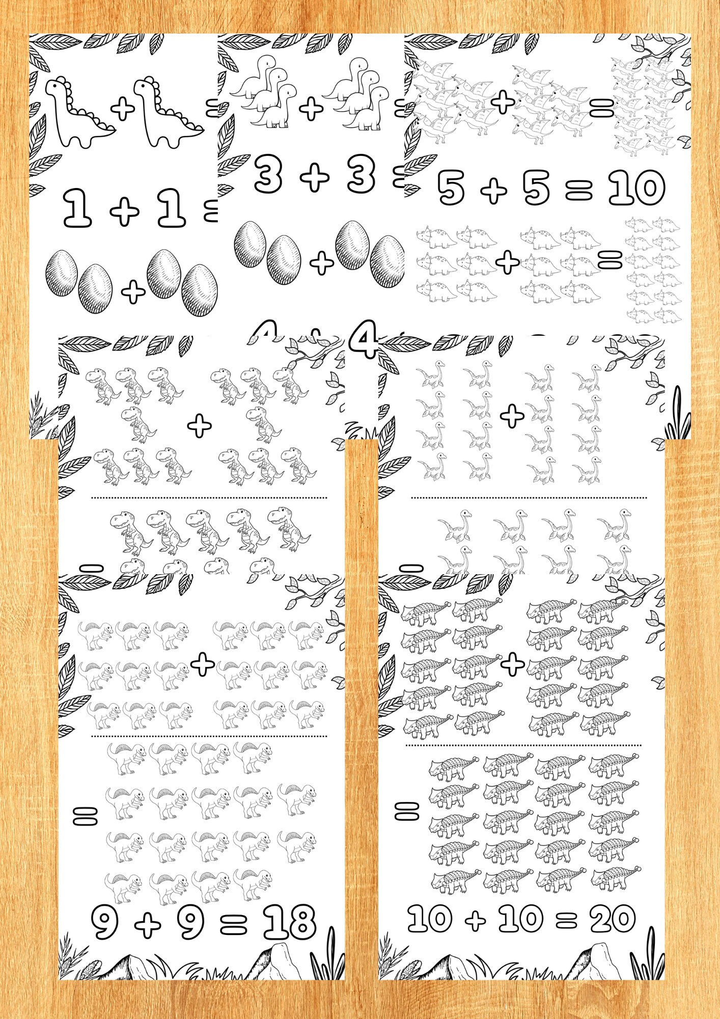 16 Printable Pages | Dinosaur Math | Coloring Book | Children's Book ...
