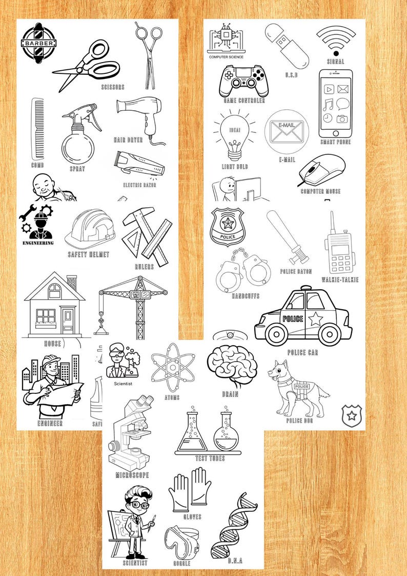 15 Printable Pages | Career Path Coloring Book | Book | Coloring Book ...