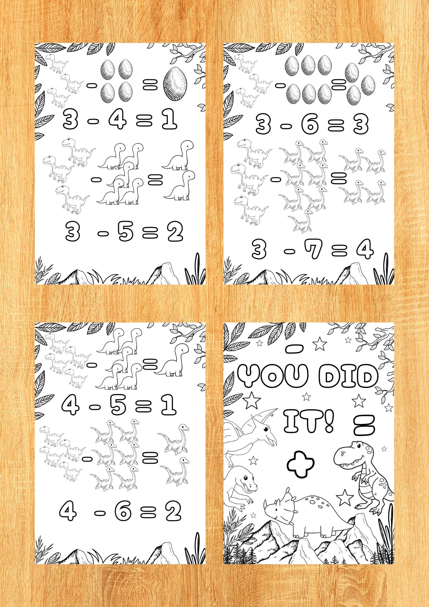 16 Printable Pages | Dinosaur Math | Coloring Book | Children's Book ...