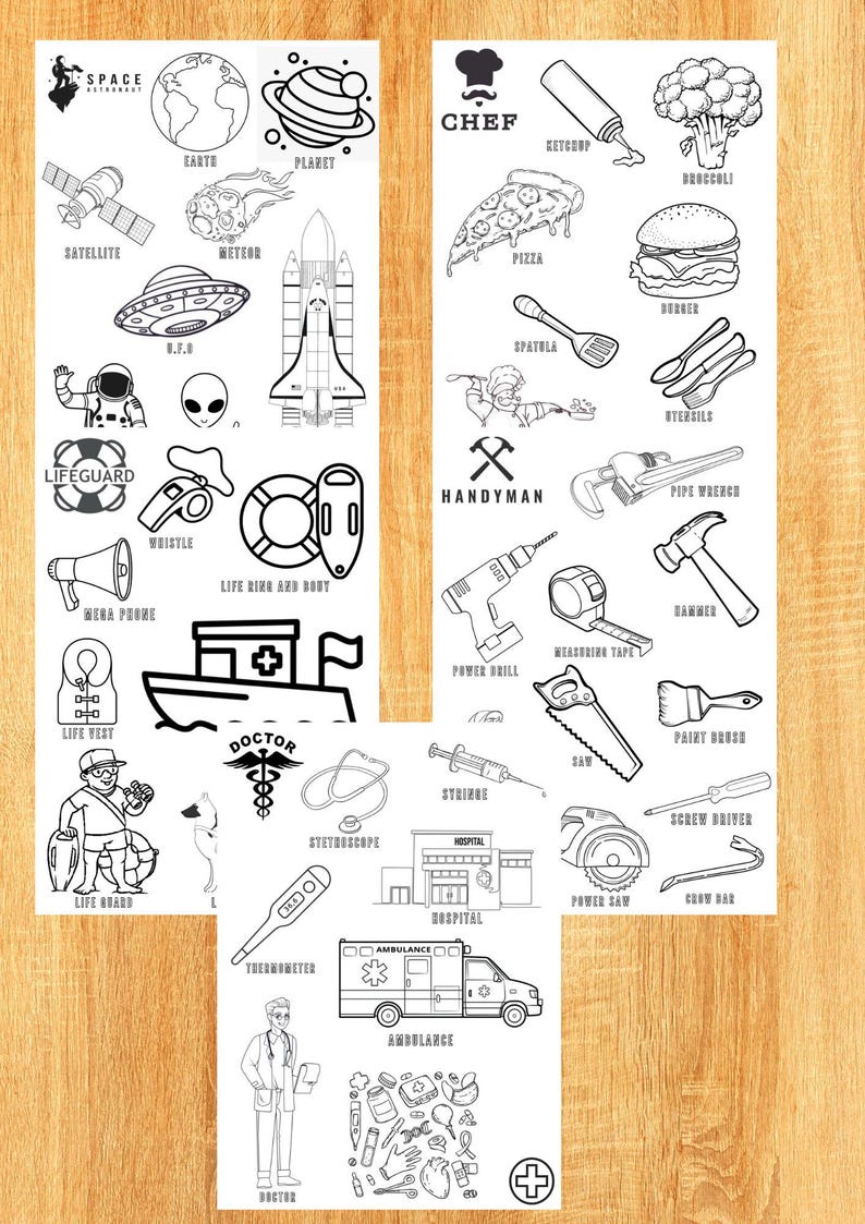 15 Printable Pages | Career Path Coloring Book | Book | Coloring Book ...