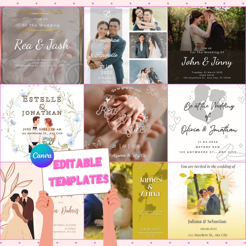 10 Editable Wedding Invitation Templates Digital & Printable Invitation ...
