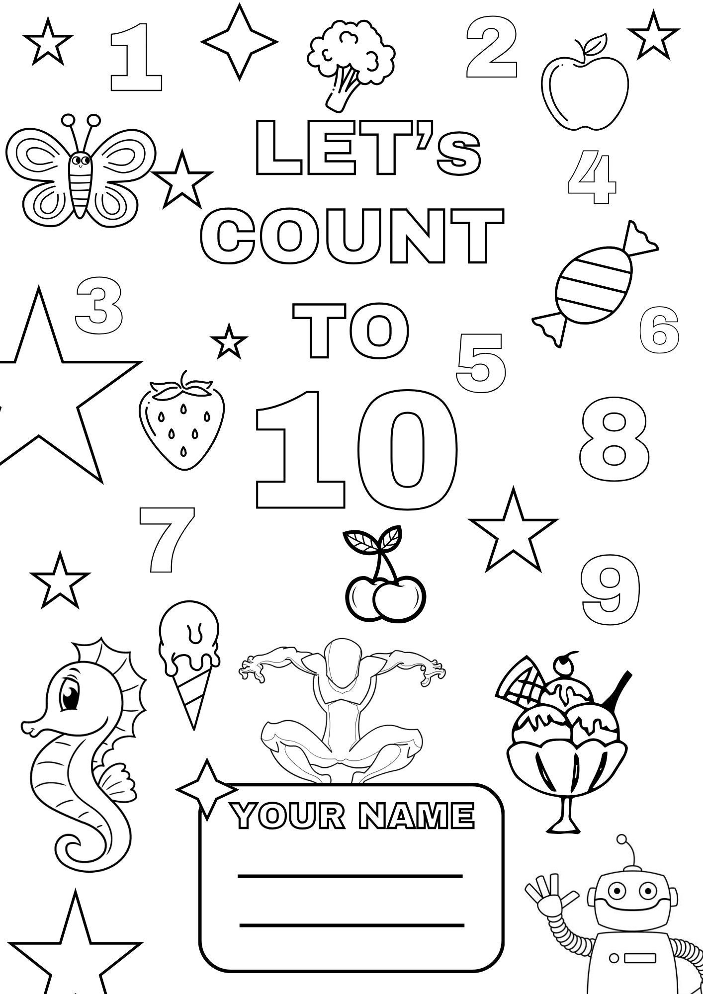 Let's Count to Ten | Children Books | Coloring Book | Educational ...