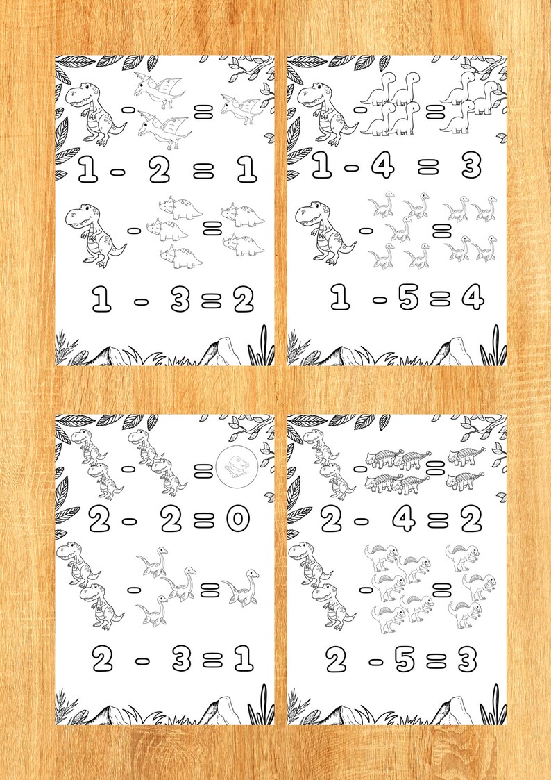 16 Printable Pages | Dinosaur Math | Coloring Book | Children's Book ...