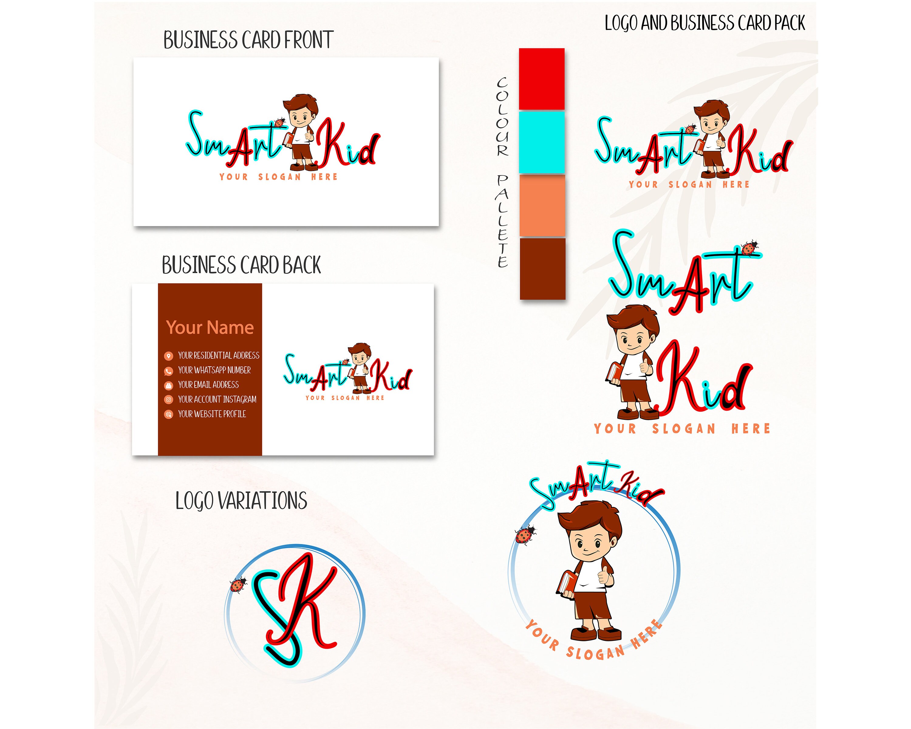 Kid Logo, Cartoon Logo, Kindergarten Logo - Etsy