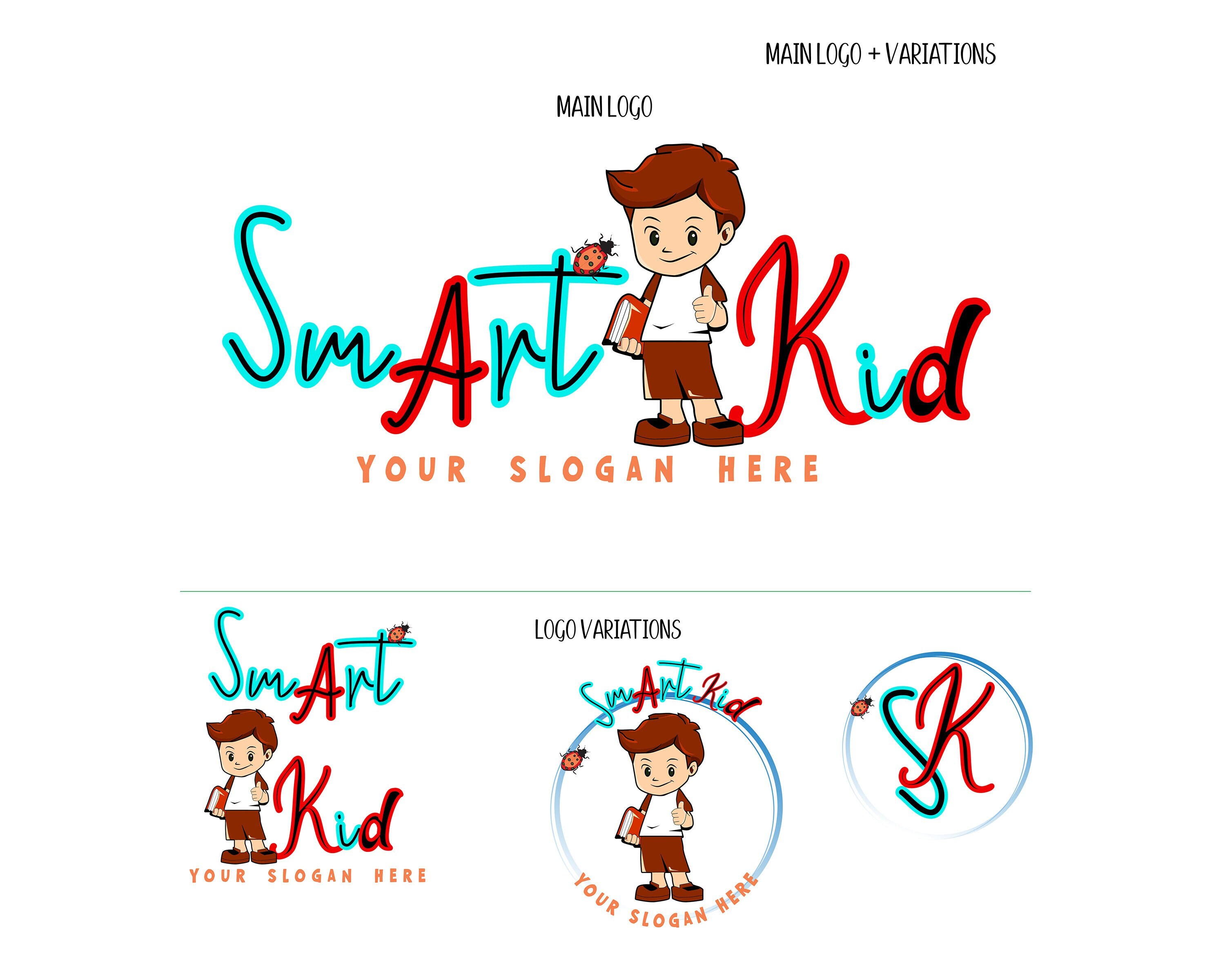 Kid Logo, Cartoon Logo, Kindergarten Logo - Etsy