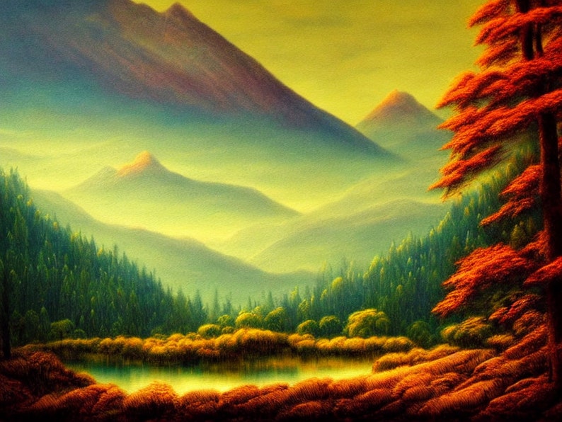 Serene Mountain Scape Oil Art Painting - Etsy