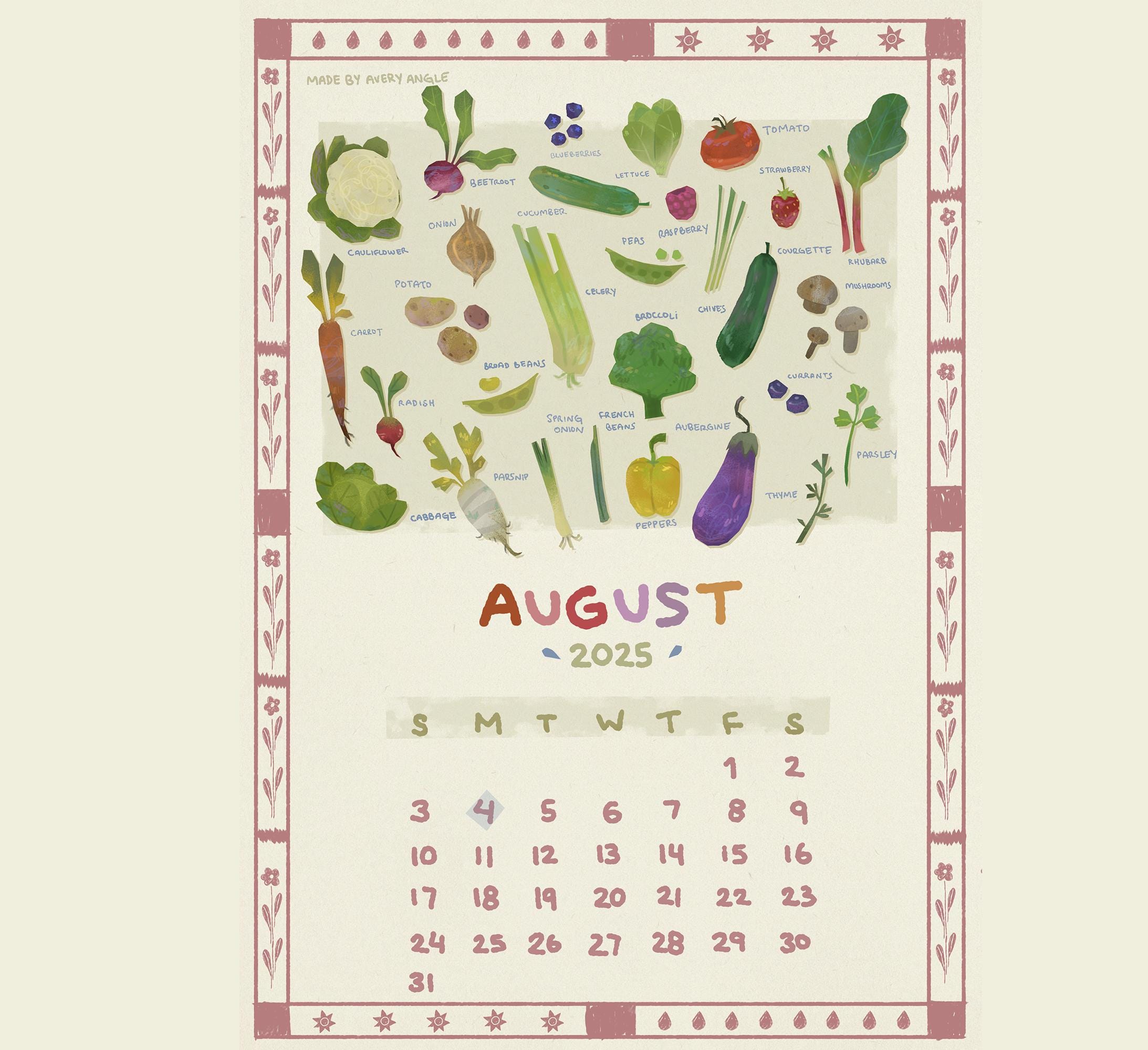 The Irish Vegetable Monthly Calendar 2025 Printable - Etsy