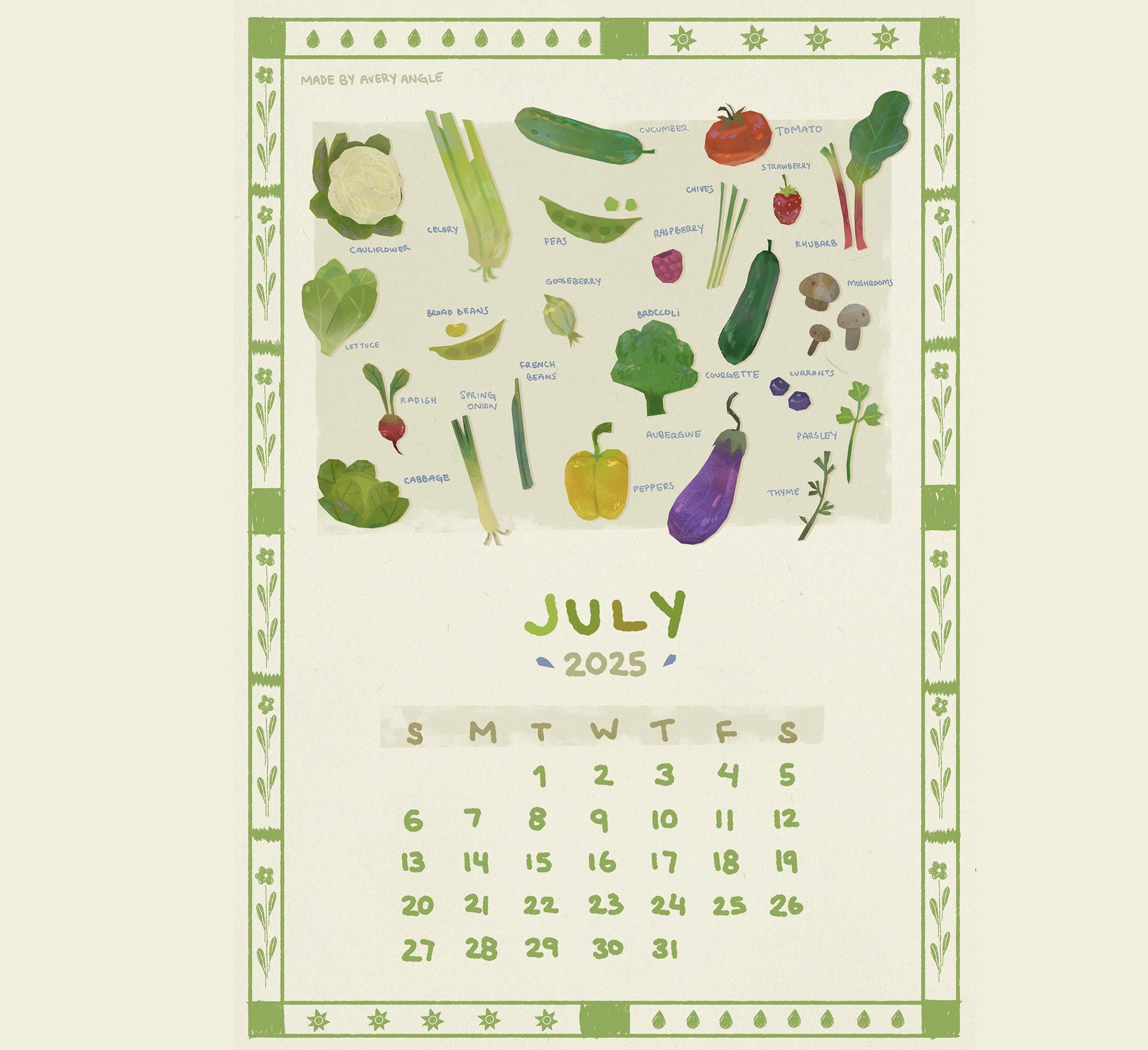 The Irish Vegetable Monthly Calendar 2025 Printable - Etsy
