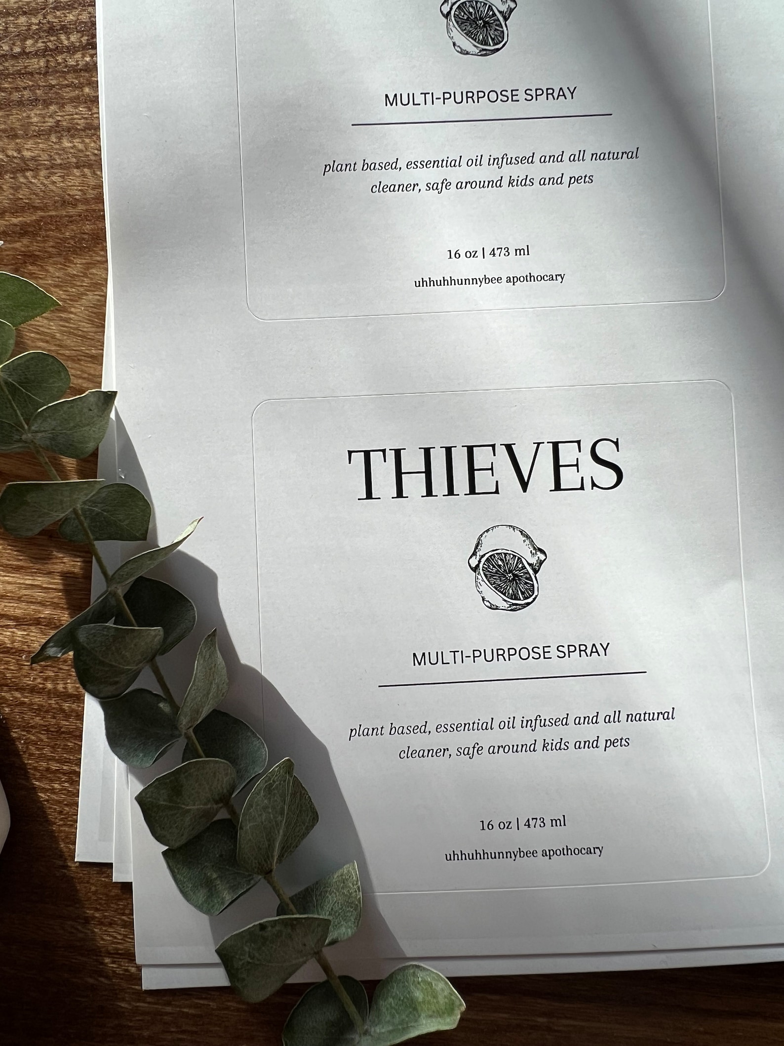 Thieves Household Cleaner Labels - Vinyl Stickers - Waterproof - 3 Pack ...