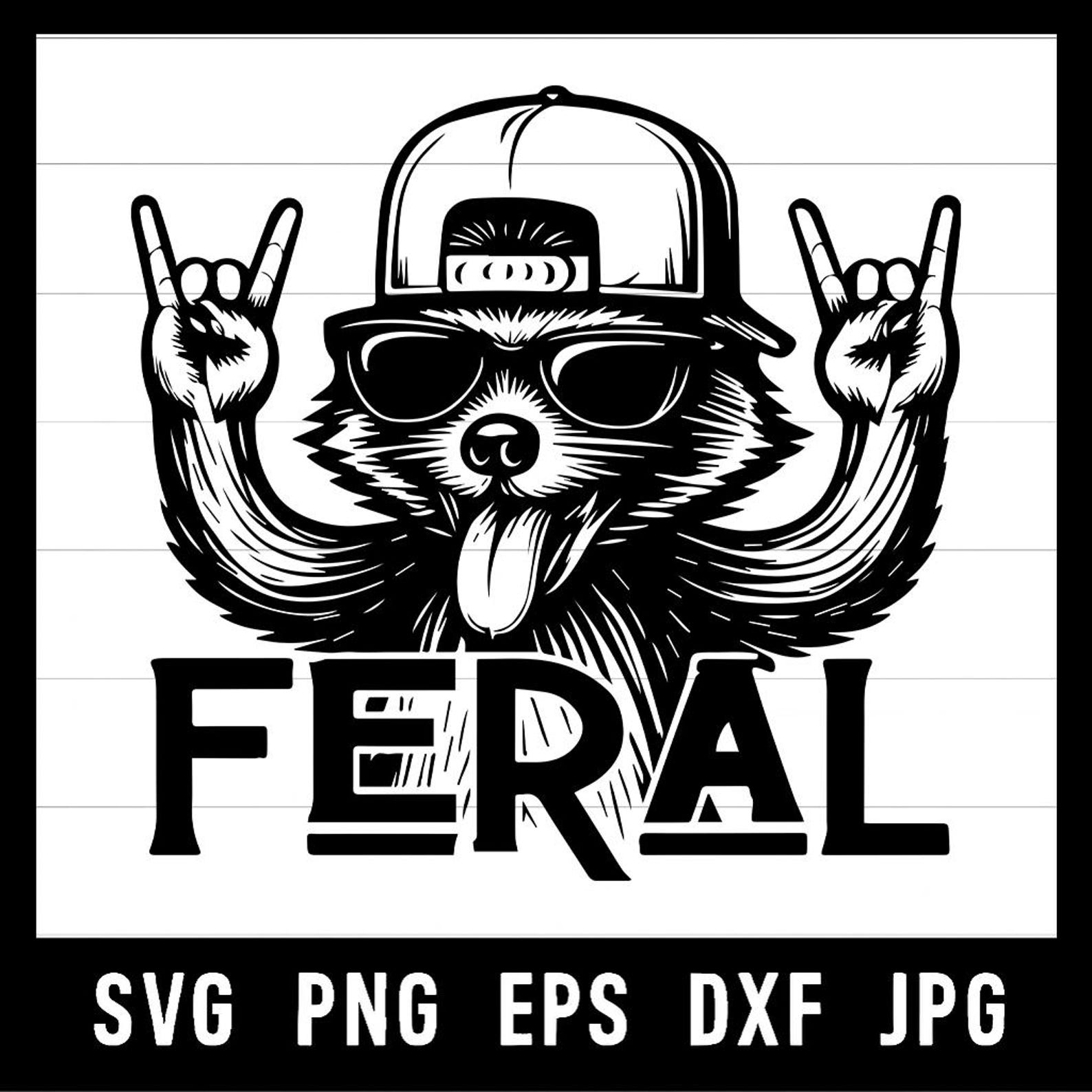 Feral Raccoon SVG PNG | Rock on Trash Panda Hat Patch Design | Redneck ...