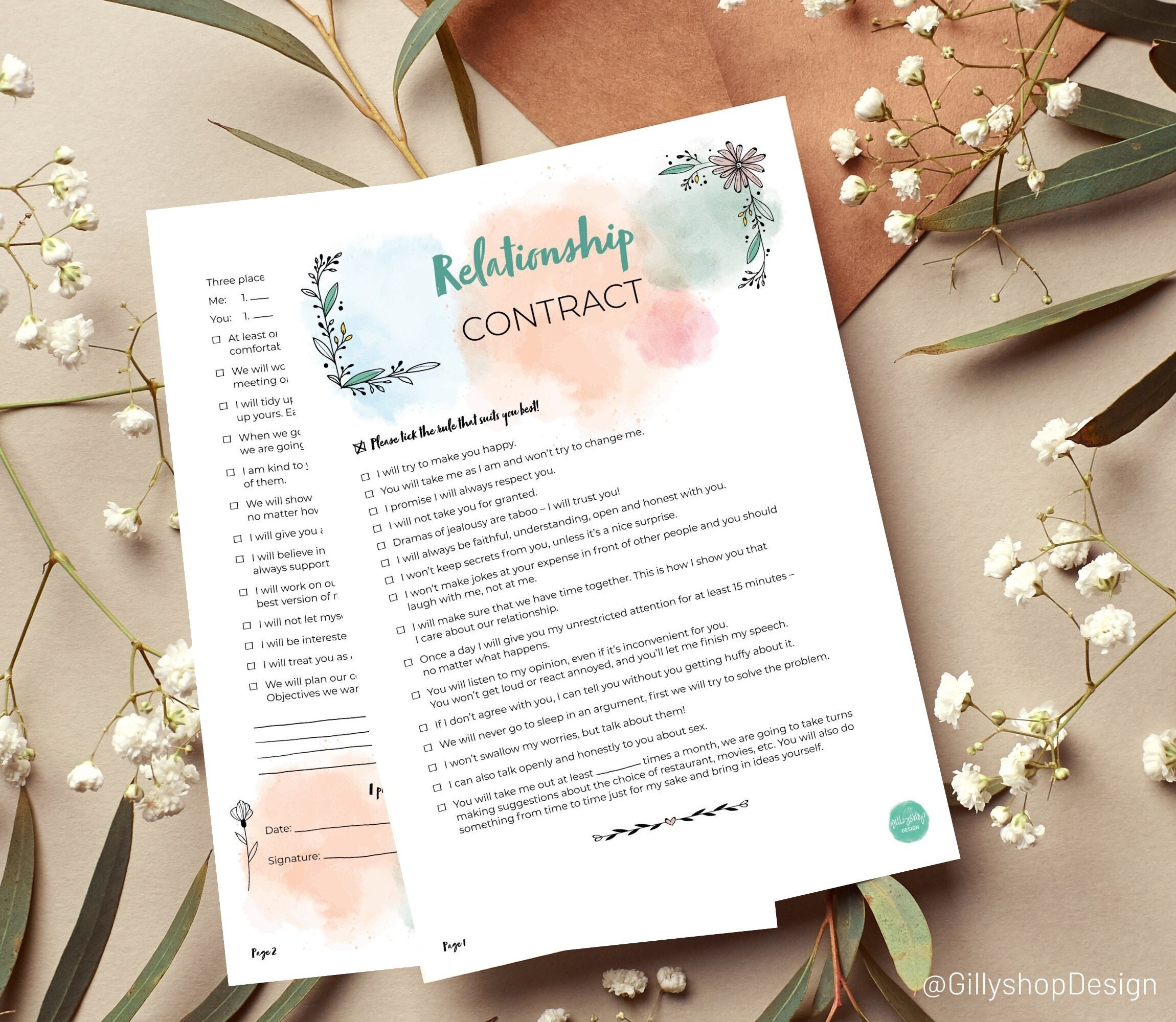 Digital Relationship Contract | for Couples | Affiliate Agreement ...