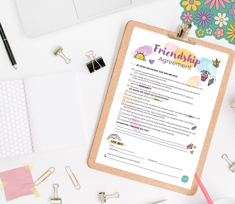 Digital Friendship Agreement | Friends Contract | Best Friend Gift ...