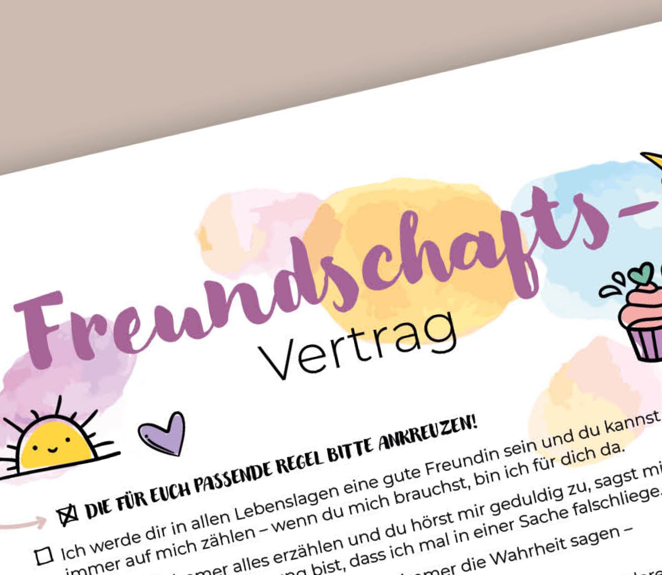 Digital Friendship Contract for Girls and Best Friends Gift Idea ...