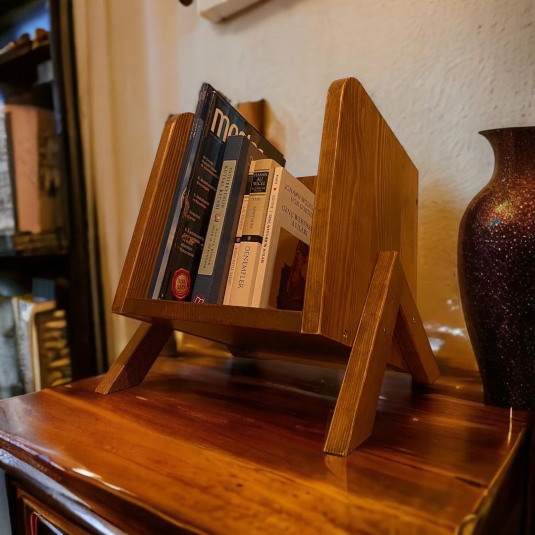 Wooden Bookshelf / Mini Bookshelf/magazine Holder/wooden Desktop ...