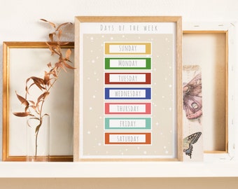 Days of the Week Printable Classroom Decor Nursery Wall Art - Etsy