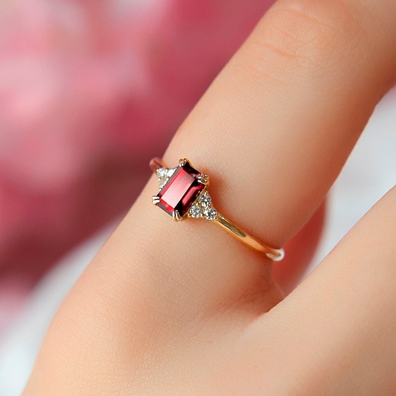 Emerald Cut Ruby Ring - Etsy