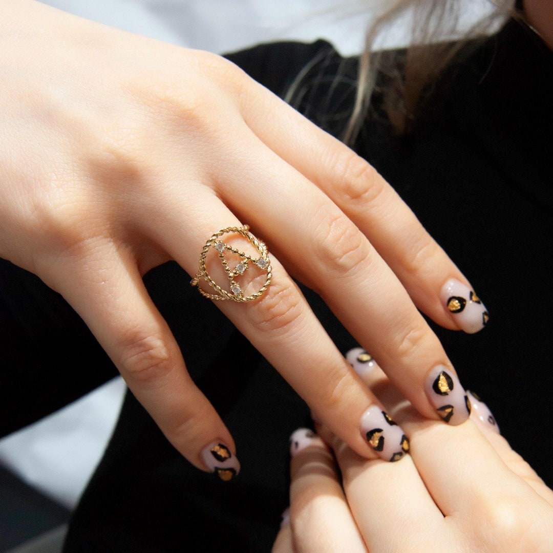 Diamond Initial A Ring, Dainty Name Ring, 14K Gold Ring, Diamond Letter ...