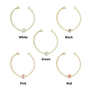 14K Gold Initial Bracelet, Diamond Letter B Bracelet, Dainty Double ...