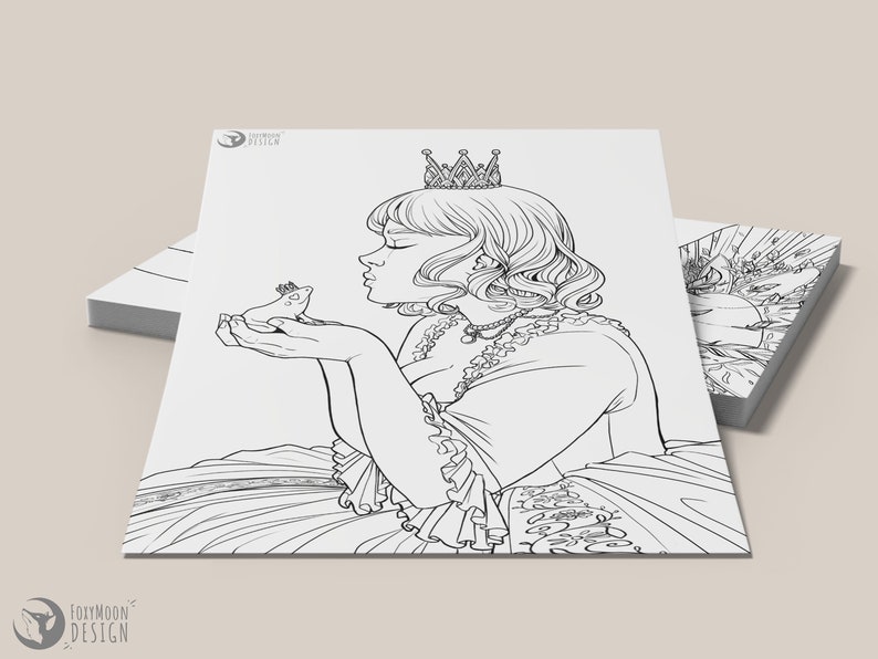 Fairytale Princesses Set B 5 Coloring Pages Premium Line - Etsy