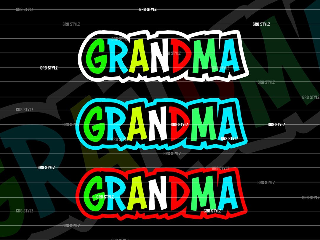 Grandma Logo, Grandma PNG, Neon Colors, 3 Logos, Family PNG - Etsy
