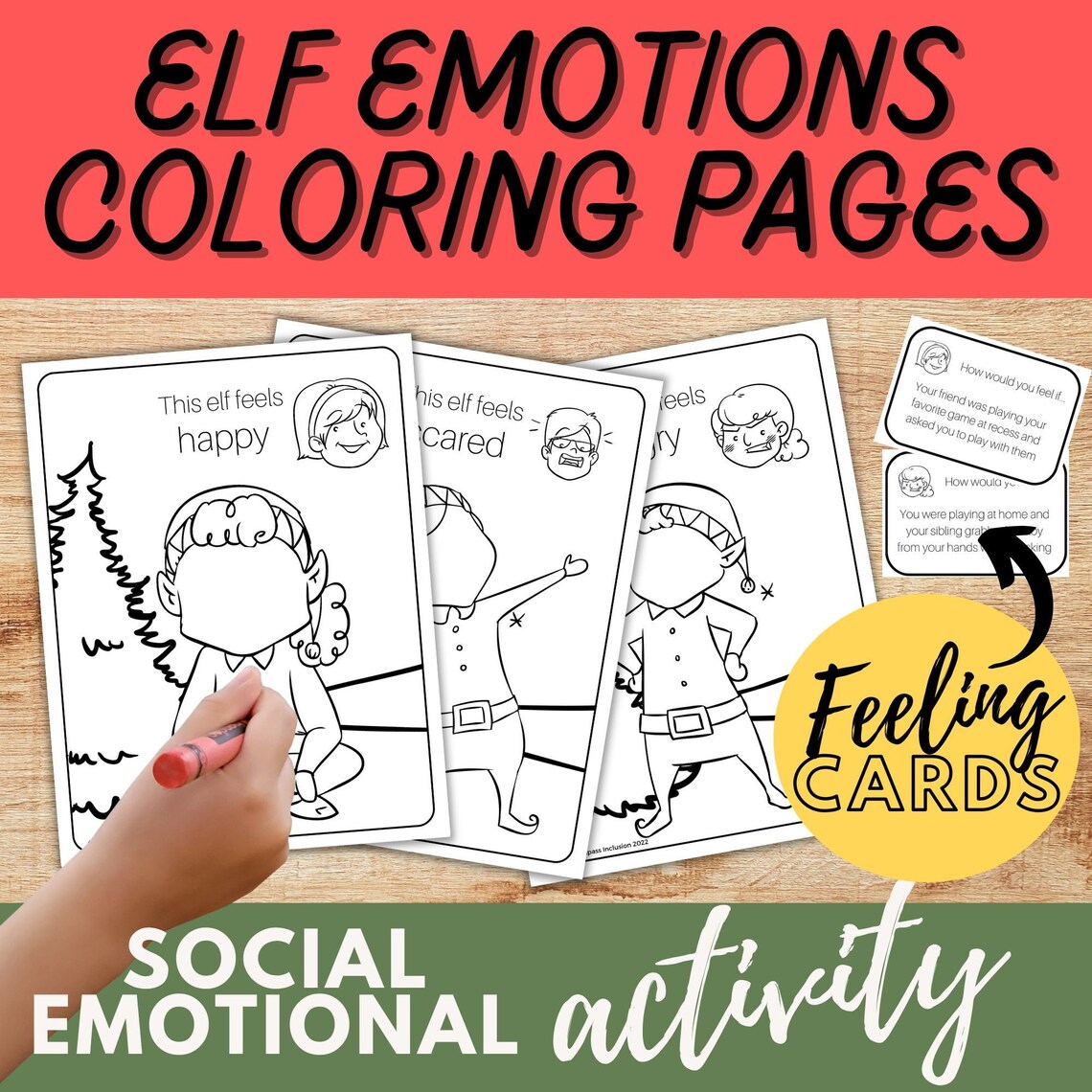 Feelings Coloring Page, Christmas Elf Emotions, Christmas Coloring ...