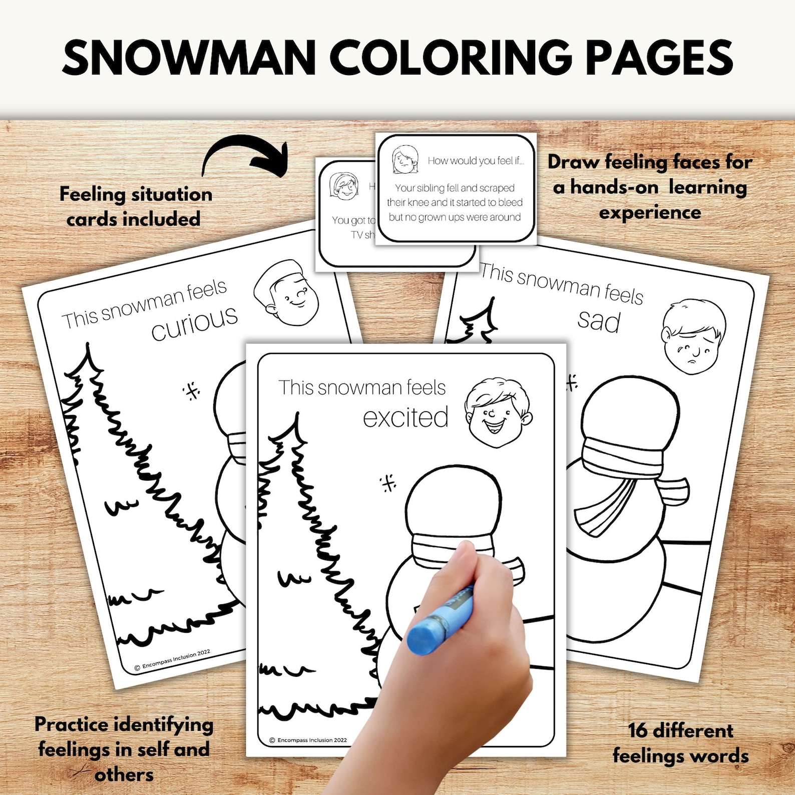 Feelings Coloring Page, Snowman Emotions, Christmas Coloring Pages ...