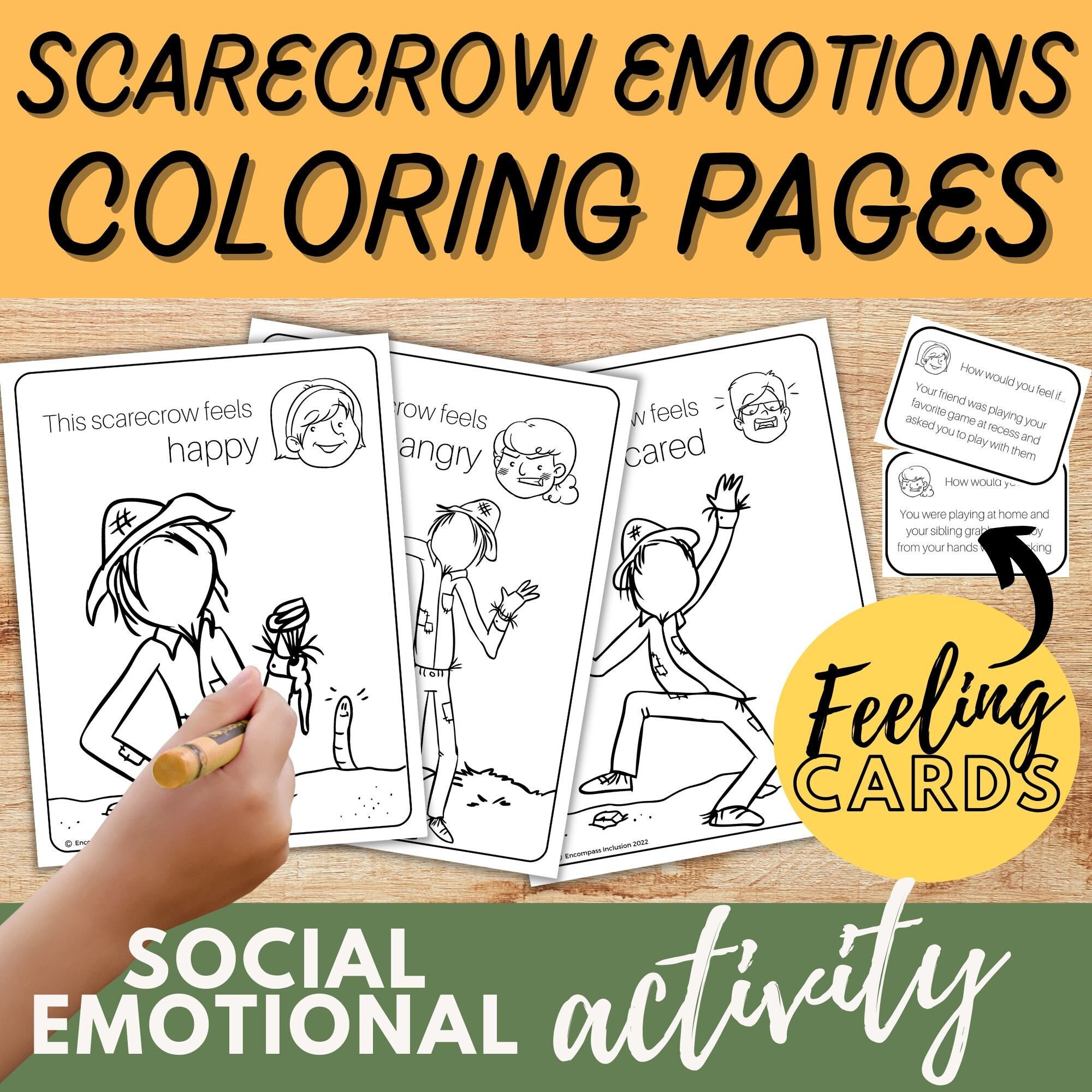 Feelings Coloring Page, Scarecrow Emotions, Fall Coloring Pages ...