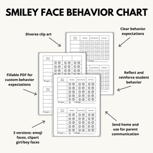 Behavior Smiley Chart Daily Behavior Chart Classroom - Etsy