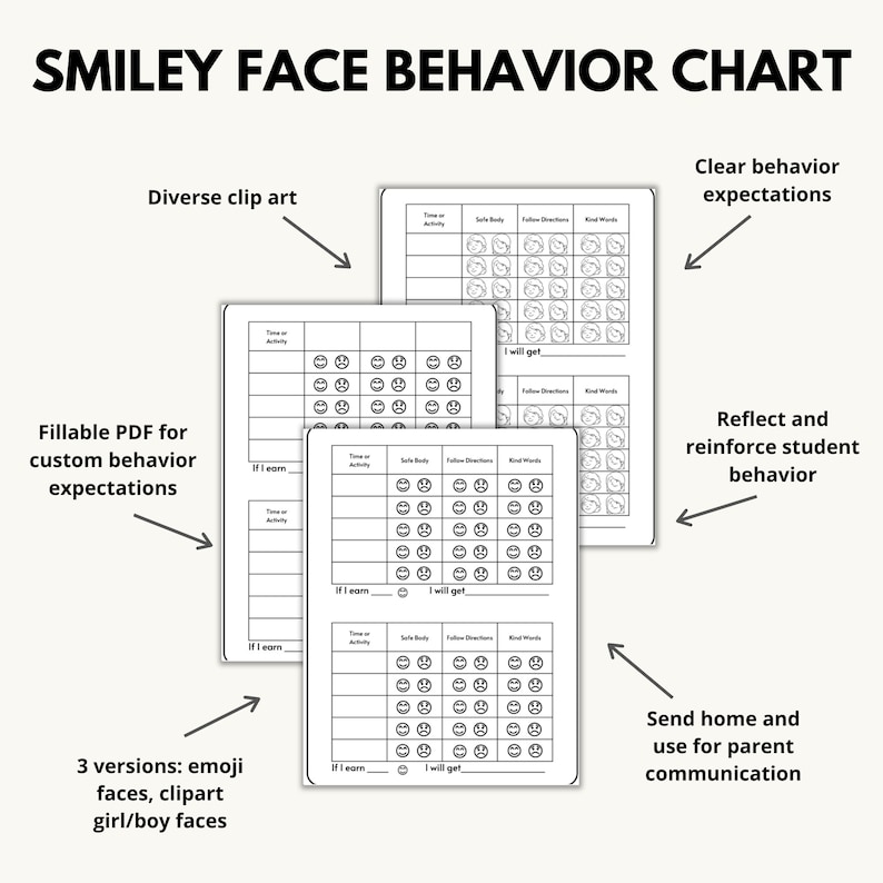Behavior Smiley Chart Daily Behavior Chart Classroom - Etsy