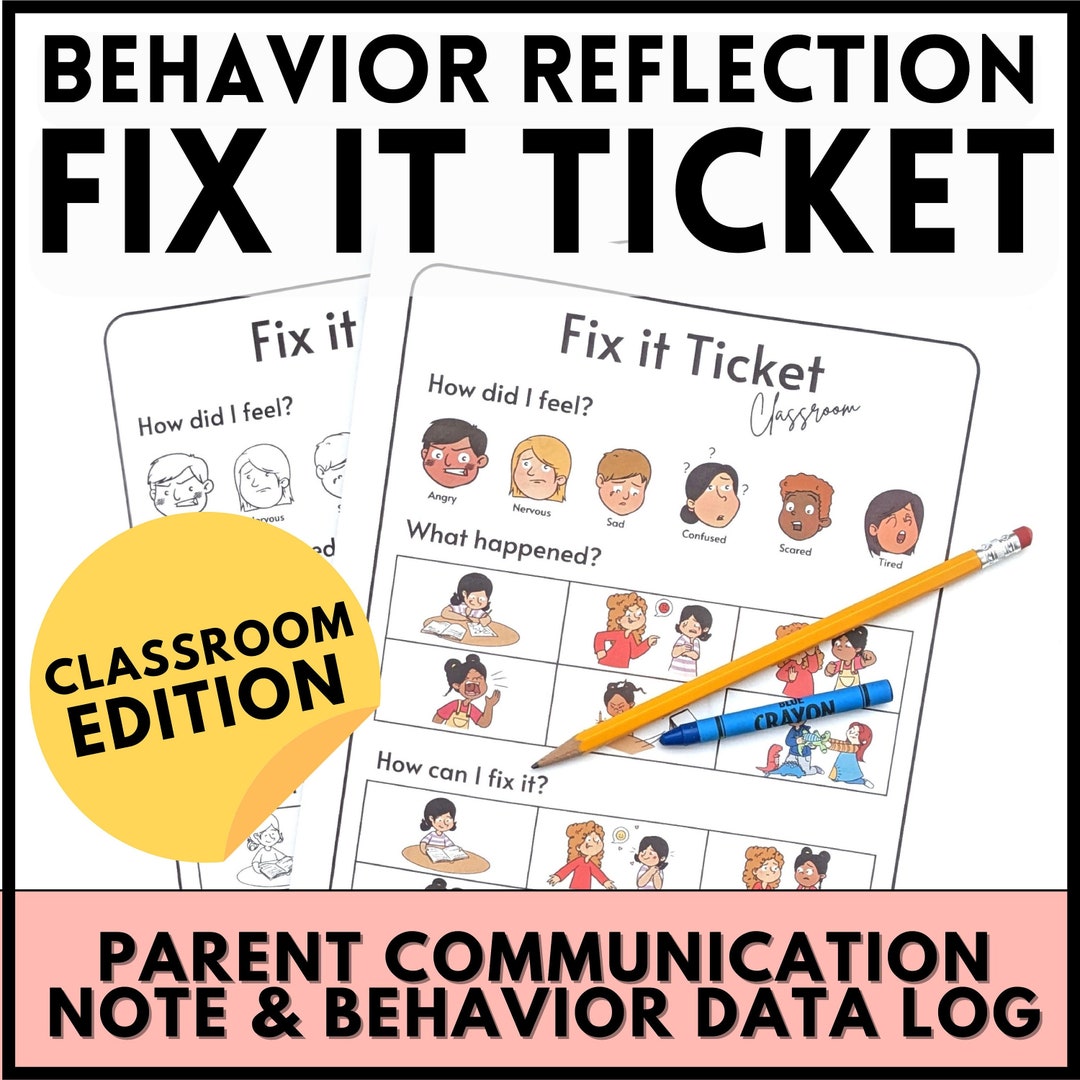 Fix It Ticket, Behavior Reflection, Self-regulation Tool, Calm Down ...